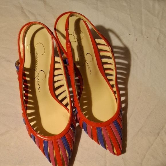 Jessica Simpson | Shoes | Jessica Simpson Red And Purple Strappy Heels ...